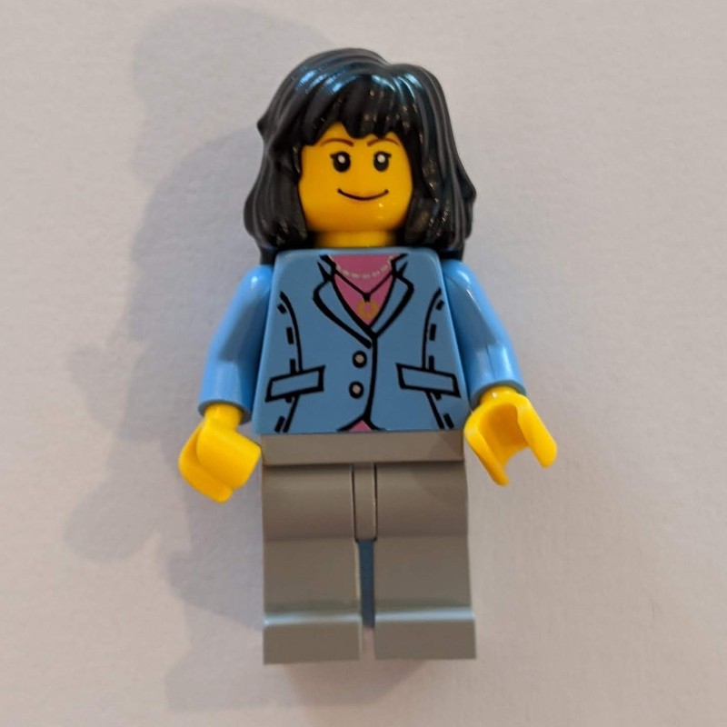 LEGO Set fig-004813 Woman - Medium Blue Torso, Light Bluish Gray Legs ...
