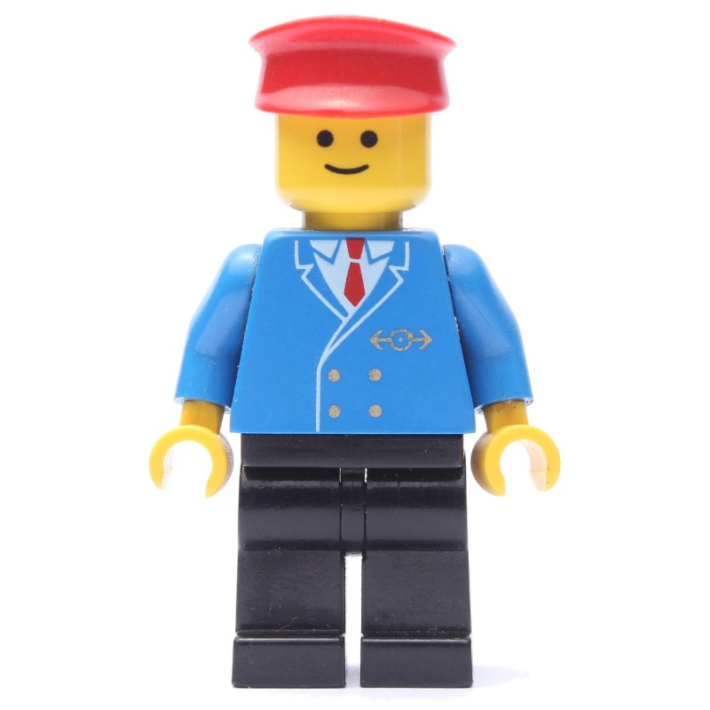 LEGO Set fig-004819 Conductor - Blue Jacket, Black Legs, Red Hat (3626b ...
