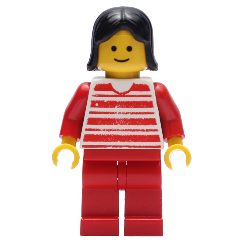 LEGO Set fig-004822 Woman - Red and White Striped Shirt, Red Legs ...