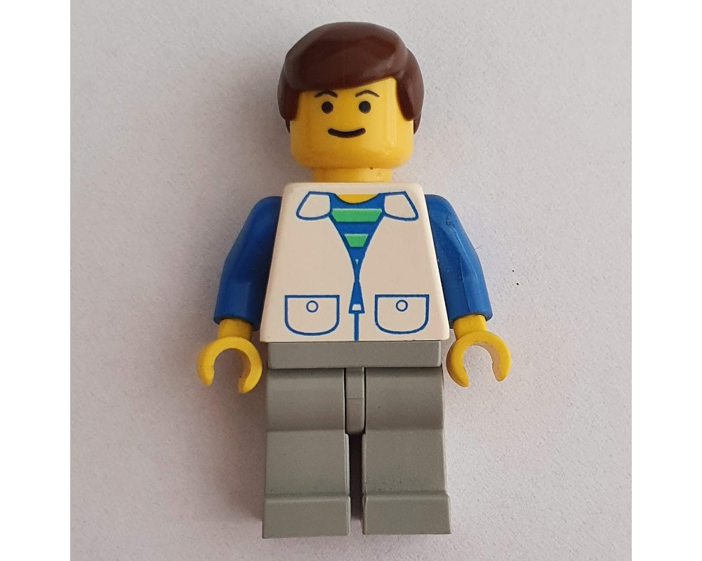 LEGO Set fig-004960 Man - White Jacket, Blue Arms, Light Gray Legs ...