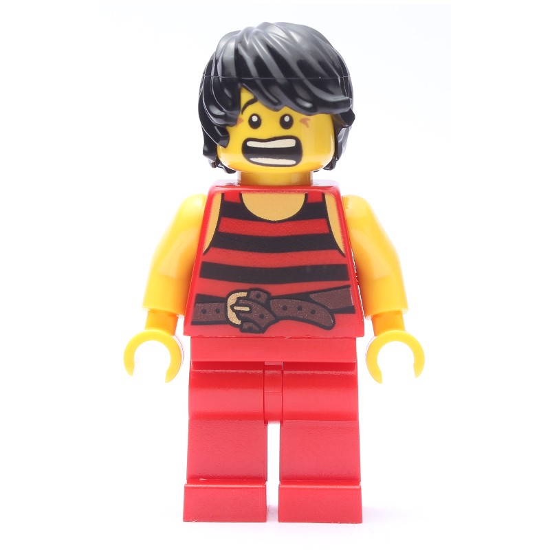 LEGO Set fig-005090 Pirate - Red Stripes, Red Legs, Brown Crow's Feet ...