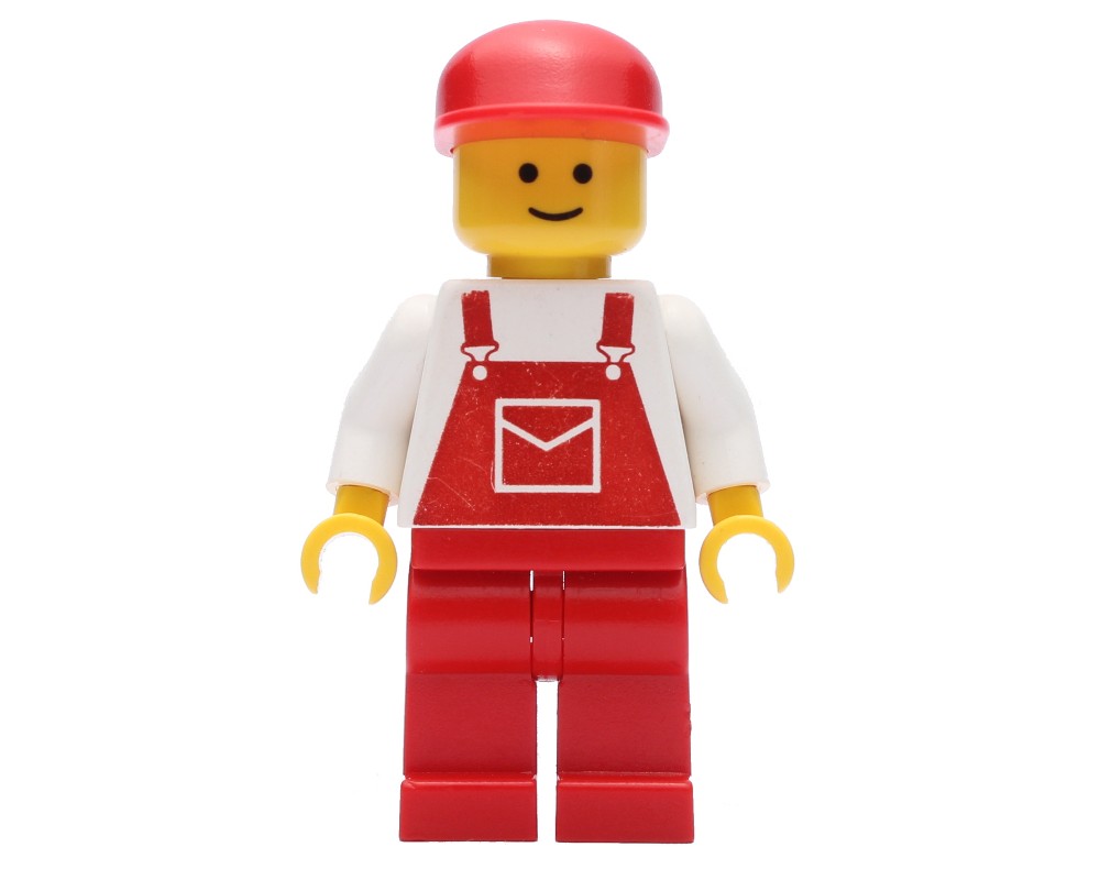 LEGO Set fig-005112 Man - White Torso, Red Overall, Red Cap (3626b Head ...