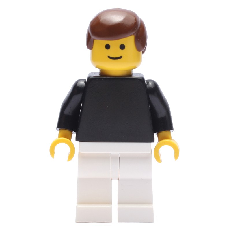 LEGO Set fig-005120 Man - Black Torso, White Legs, Brown Hair ...