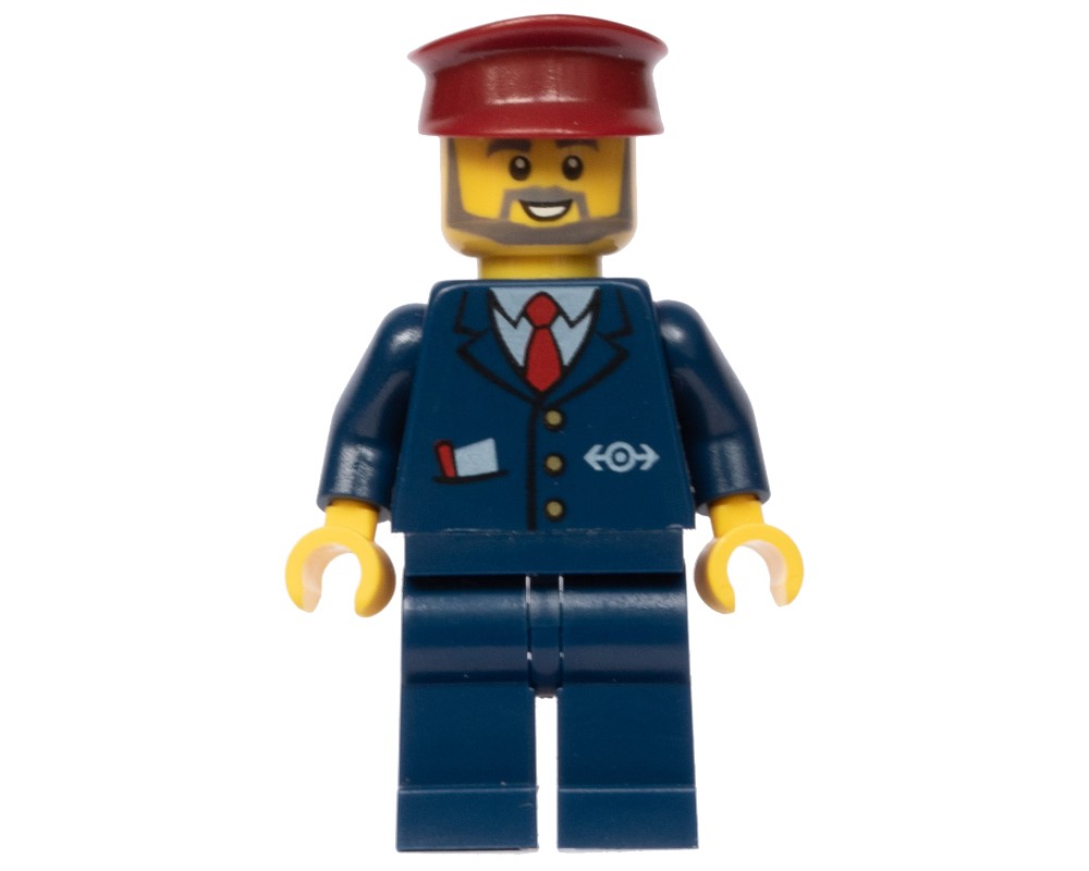 LEGO Set fig-005130 Conductor - Dark Blue Jacket, Dark Blue Legs, Dark ...