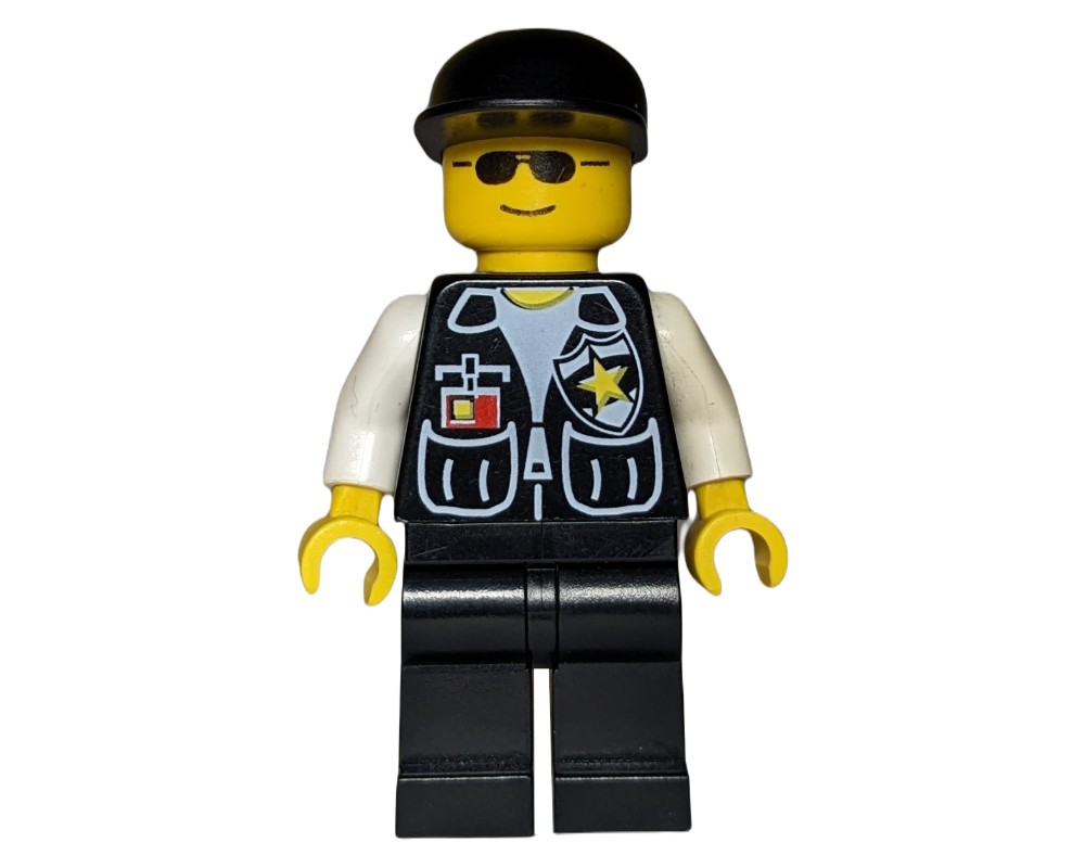 LEGO Set fig-005948 Policeman, Black Vest with Badge and Pockets, Black ...