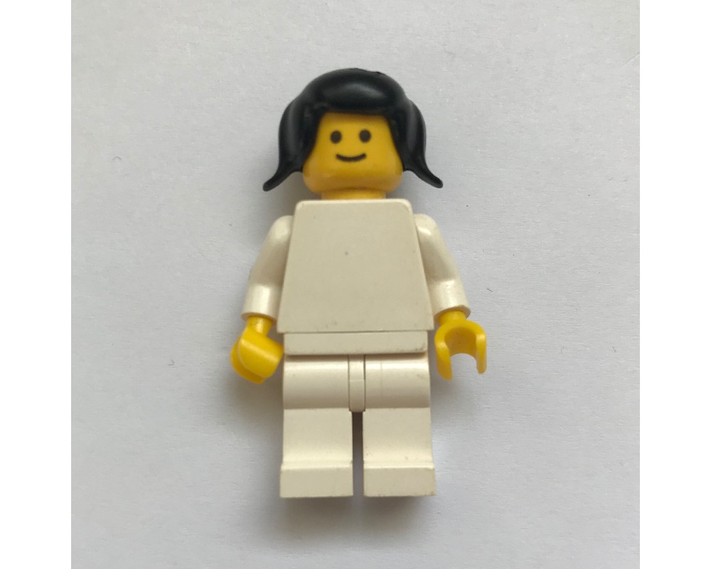 LEGO Set fig-005950 Female, Plain White Torso and Legs, Black Pigtails ...