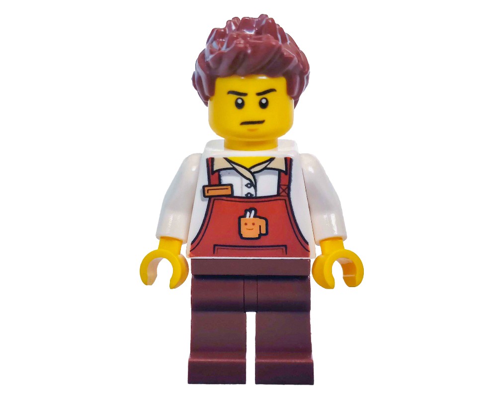 LEGO Set fig-006321 Rocky, Reddish Brown Apron with Cup on Front ...