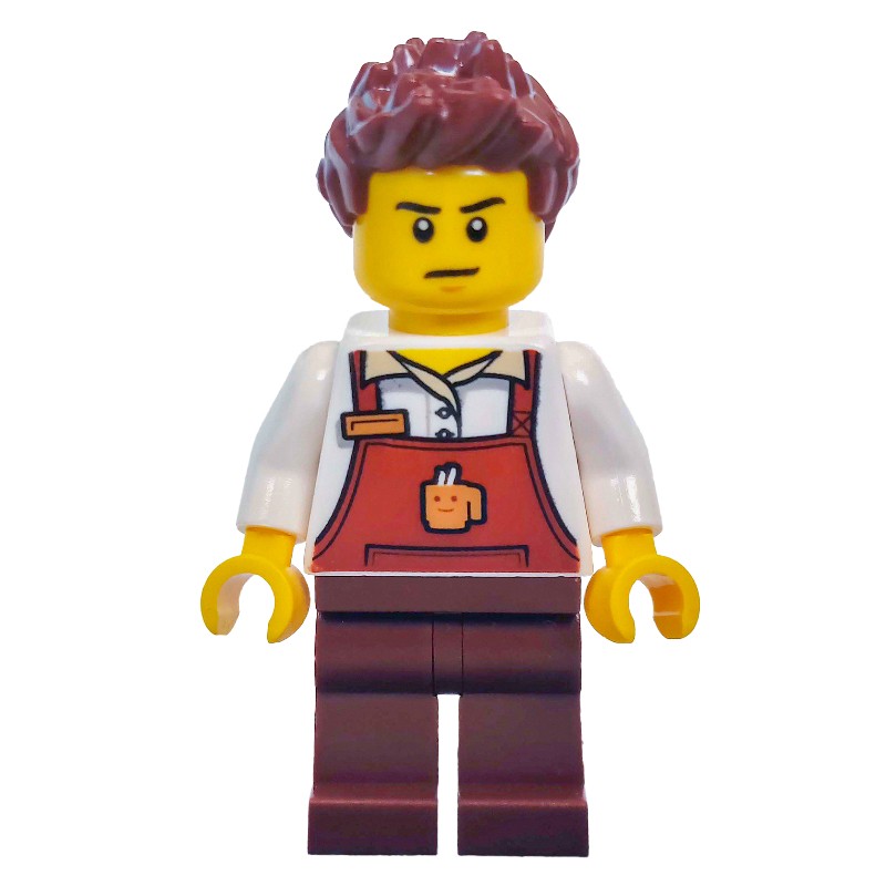 LEGO Set fig-006321 Rocky, Reddish Brown Apron with Cup on Front (2019 ...