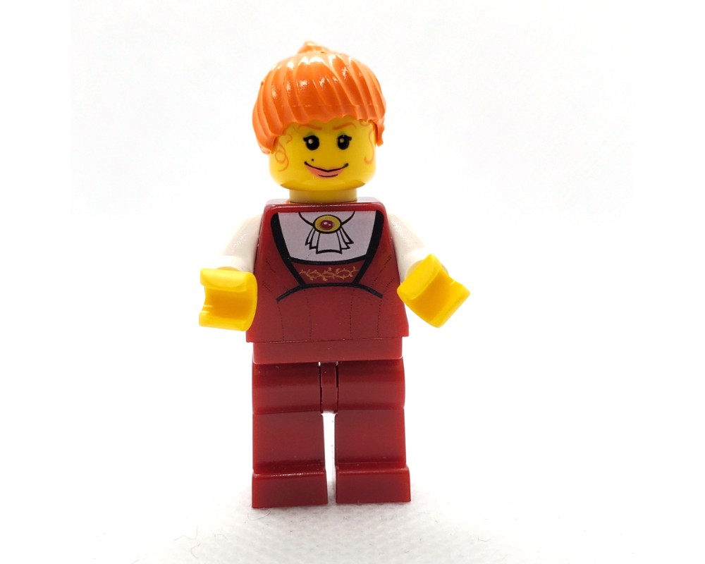 LEGO Set fig-006398 Female - Dark Red Torso, Dark Red Legs, White Shirt ...