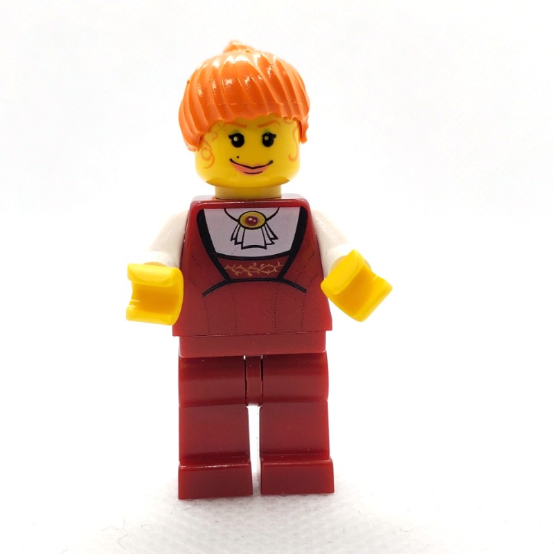 LEGO Set fig-006398 Female - Dark Red Torso, Dark Red Legs, White Shirt ...