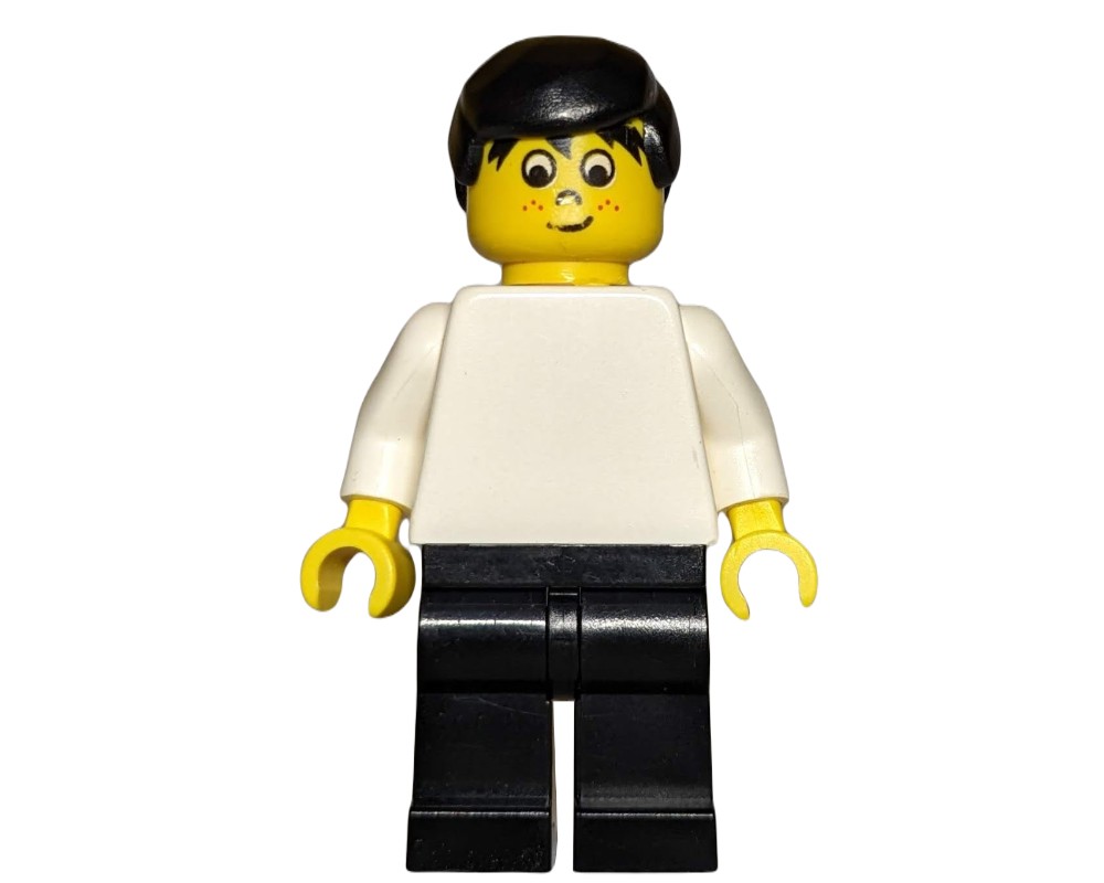LEGO Set fig-006424 Soccer Player White Torso, Black Legs, Black Hair ...