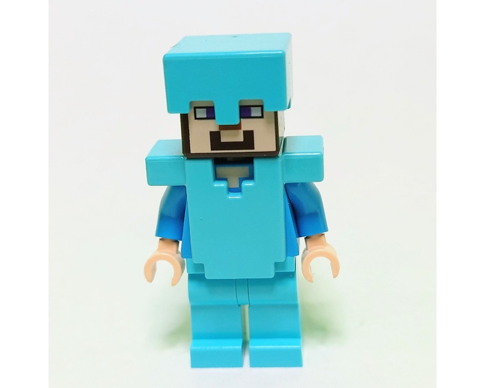 LEGO Set fig-006483 Steve in Medium Azure Helmet and Armor ...