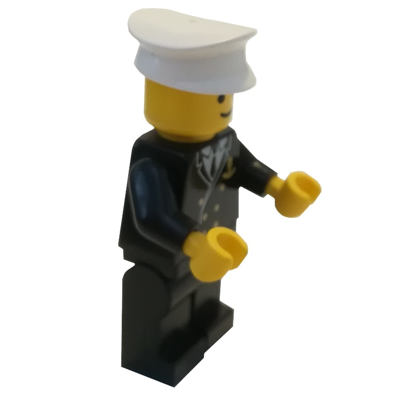 LEGO Set fig-006709 Boat Admiral, Black Suit with Gold Anchor (3626b ...