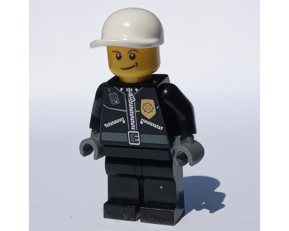LEGO Set fig-006713 Policeman, Black Jacket with Zipper, Radio, Badge ...