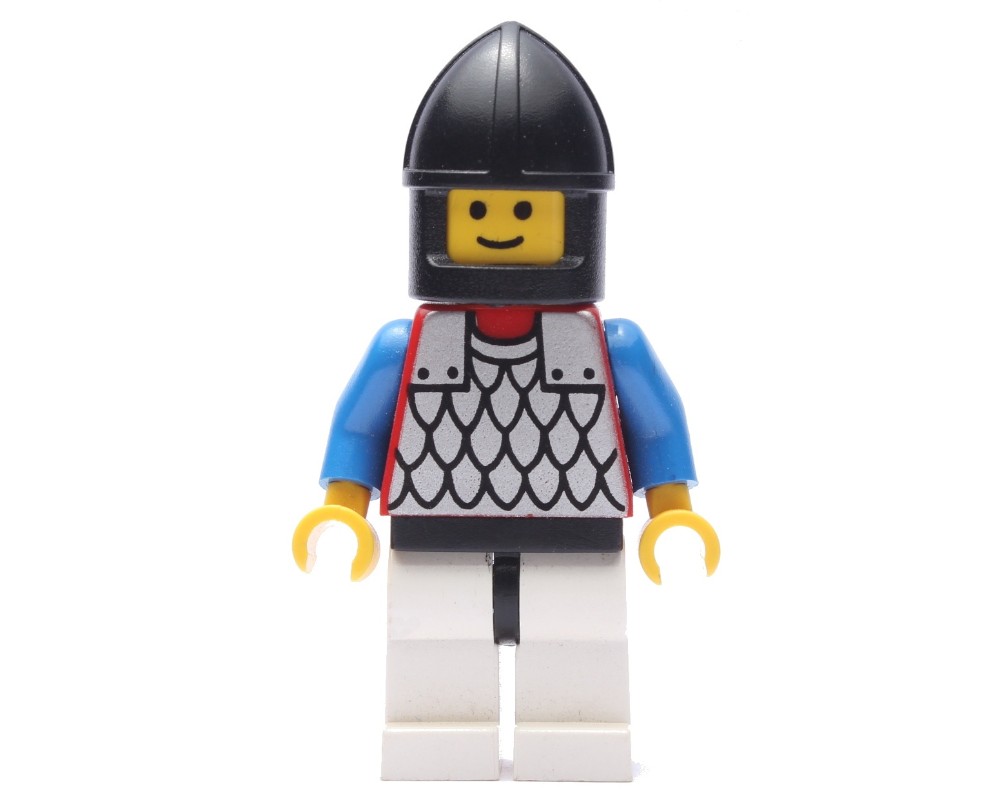 LEGO Set fig-006729 Knight (Scale Mail on Red) - Black Arms, White Legs ...