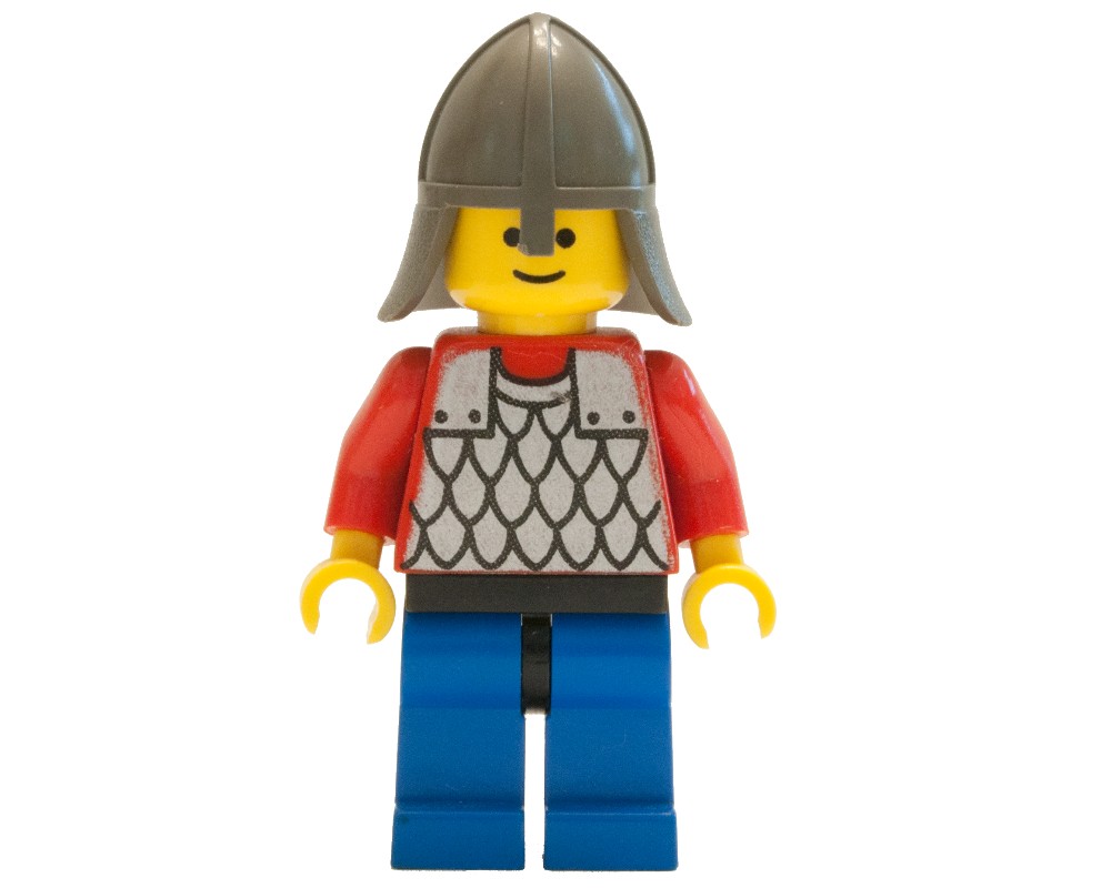 LEGO Set fig-006731 Knight (Scale Mail on Red) - Red Arms, Blue Legs ...