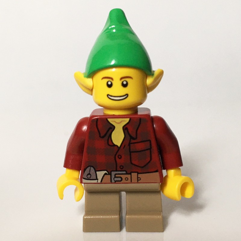 LEGO Set fig-006806 Elf, Dark Red Flannel Shirt, Bright Green Hat ...