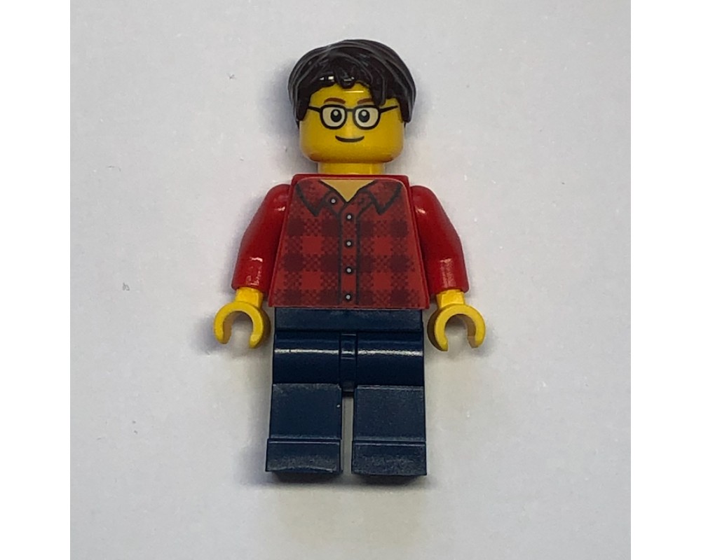 LEGO Set fig-006813 Man, Red Flannel Shirt, Dark Blue Legs, Glasses ...
