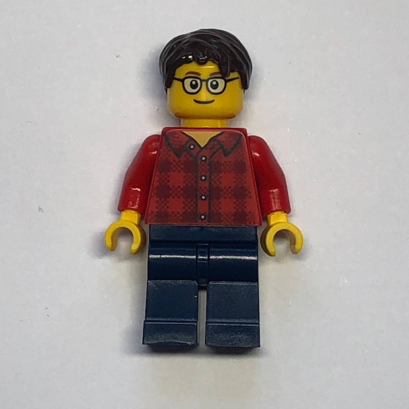 LEGO Set fig-006813 Man, Red Flannel Shirt, Dark Blue Legs, Glasses ...