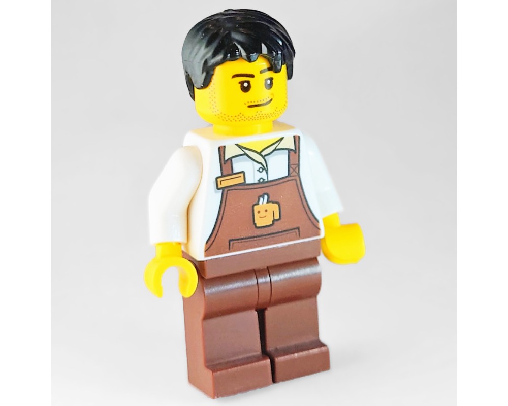 LEGO Set fig-006817 Barista, Man, White Shirt, Reddish Brown Apron ...