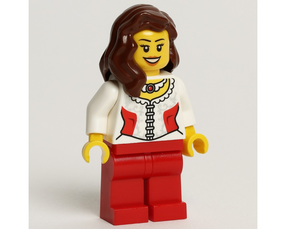LEGO Set fig-006826 Woman, White Corset with Red Sides, Necklace, Red ...