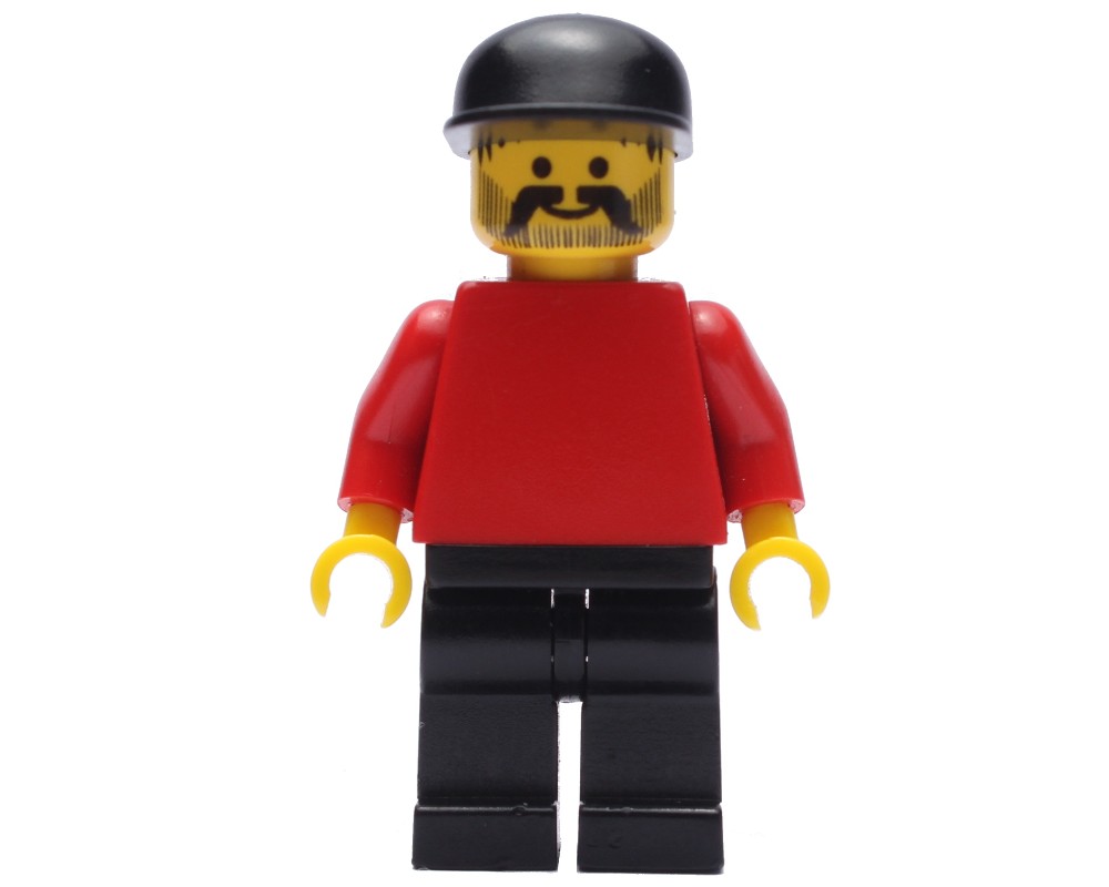 LEGO Set fig-006895 Man - Red Torso, Black Legs, Black Cap ...