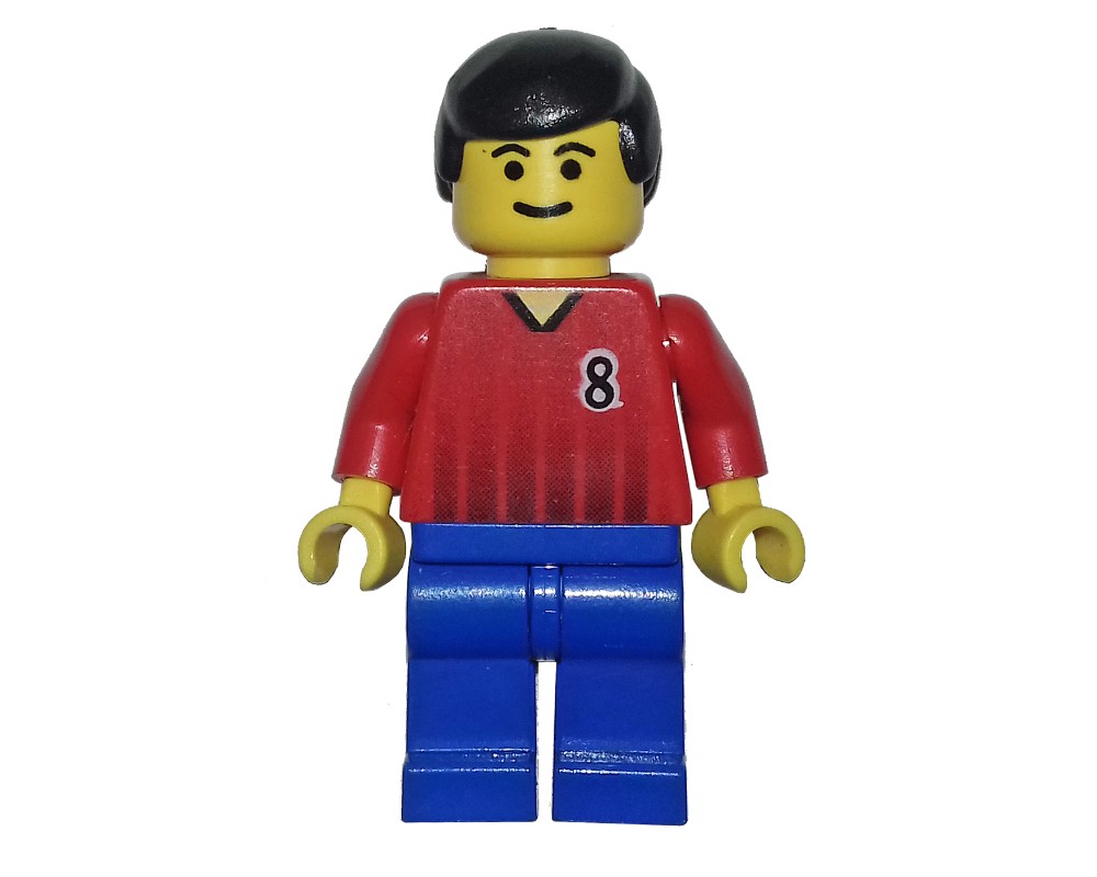LEGO Set fig-006923 Soccer Player Red Torso, Blue Legs, #8 ...