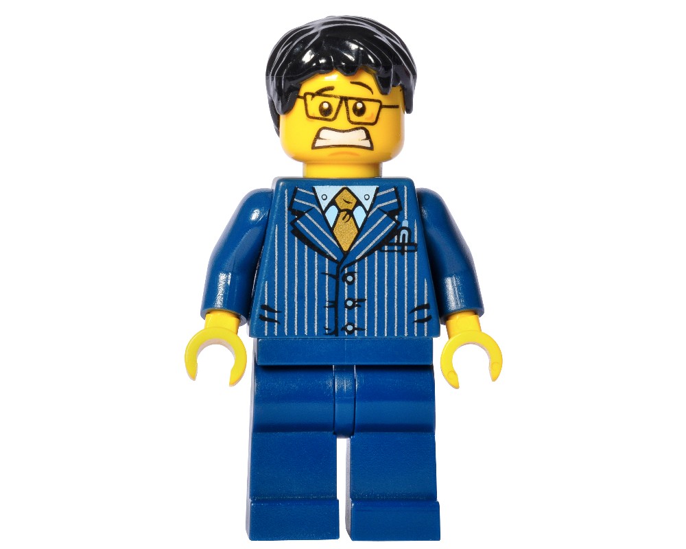 LEGO Set fig-006988 Man, Dark Blue Pinstripe Suit with Gold Tie, Black ...
