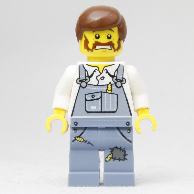 LEGO Set fig-006998 Man, Sand Blue Overalls, Reddish Brown Hair, Beard ...