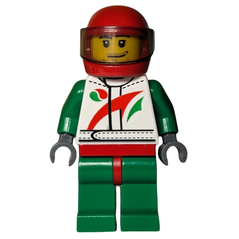 LEGO Set fig-007154 Racer, White and Green Jumpsuit with Octan Logo ...