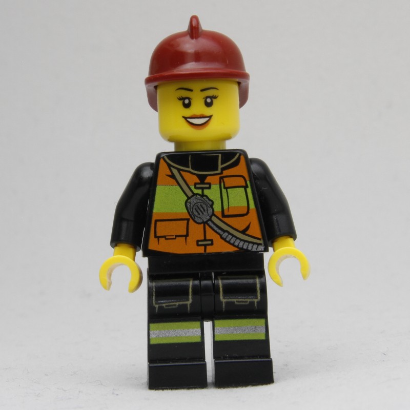 LEGO Set fig-007155 Firewoman, Safety Vest with Shoulder Straps, Red ...