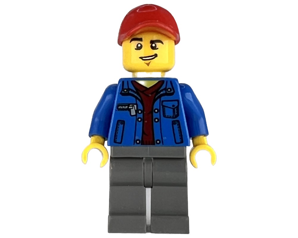 LEGO Set fig-007233 Man, Open Blue Jacket over Dark Red Shirt, Dark ...