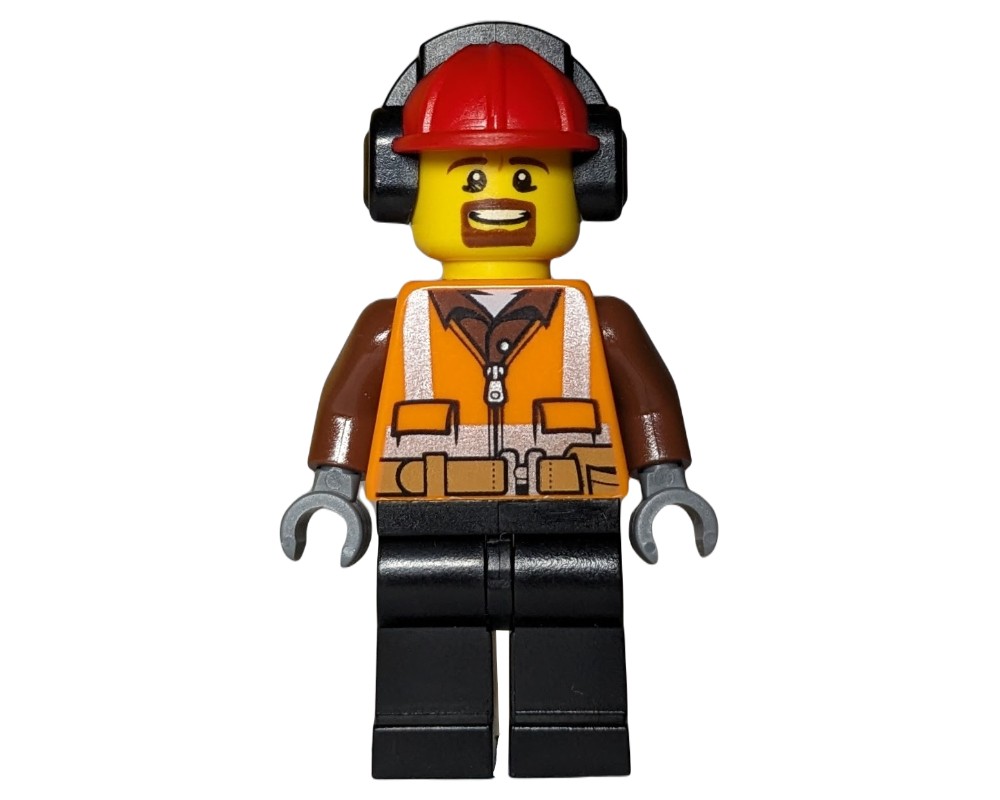LEGO Set fig-007234 Man, Safety Vest with Belt, Black Legs, Red Hard ...