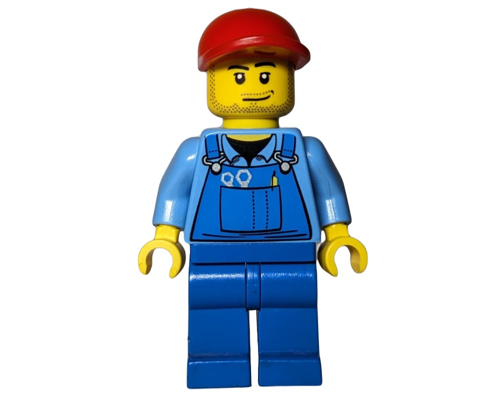 LEGO Set fig-007239 Man, Blue Overalls, Red Cap, Stubble | Rebrickable ...