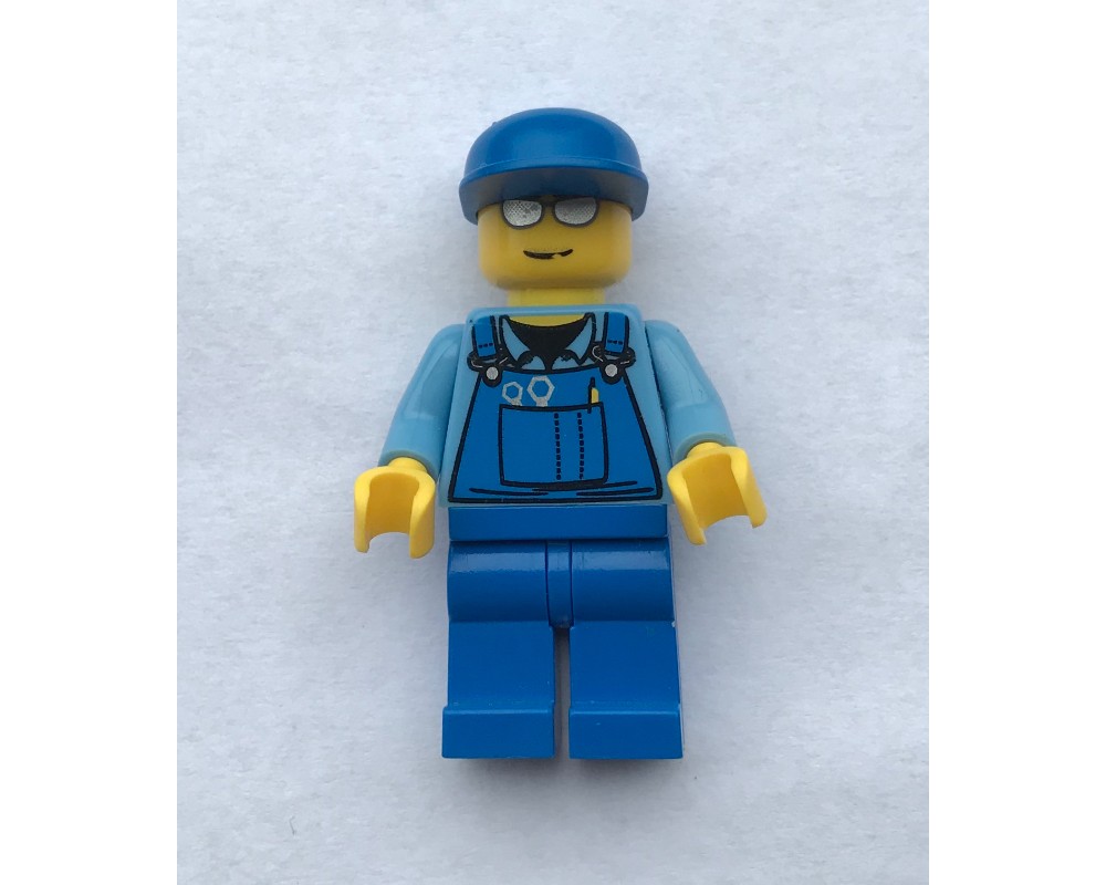 LEGO Set fig-007241 Man, Blue Overalls, Blue Cap, Silver Sunglasses ...