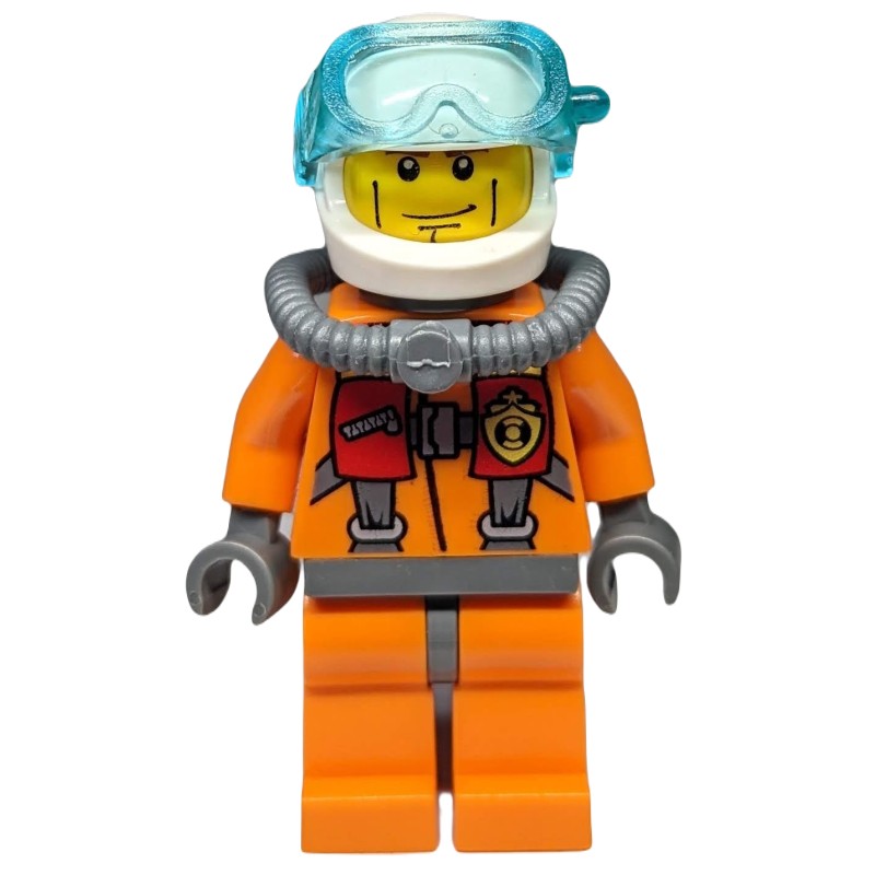 LEGO Set fig-007253 Coast Guard Diver, Orange, White Helmet, Airtank ...