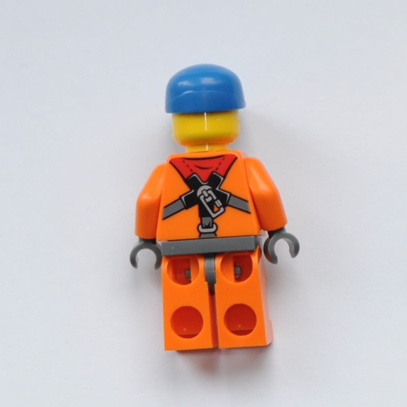 LEGO Set fig-007257 Coast Guard, Orange Jumpsuit, Blue Cap, Stubble ...