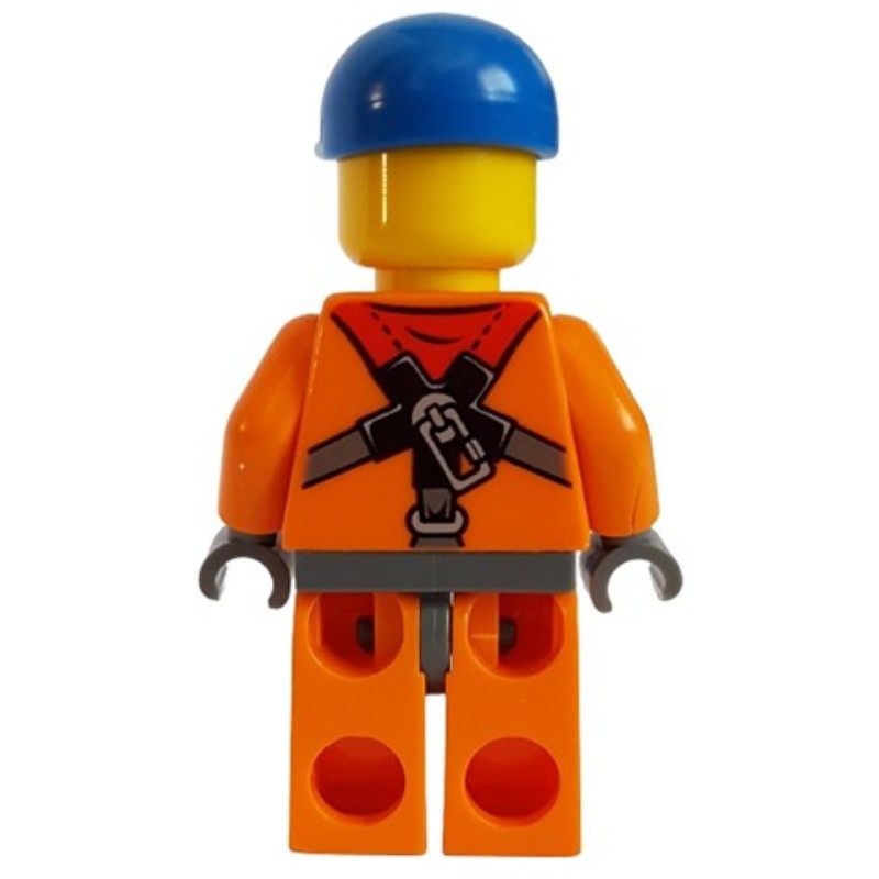 LEGO Set fig-007257 Coast Guard, Orange Jumpsuit, Blue Cap, Stubble ...