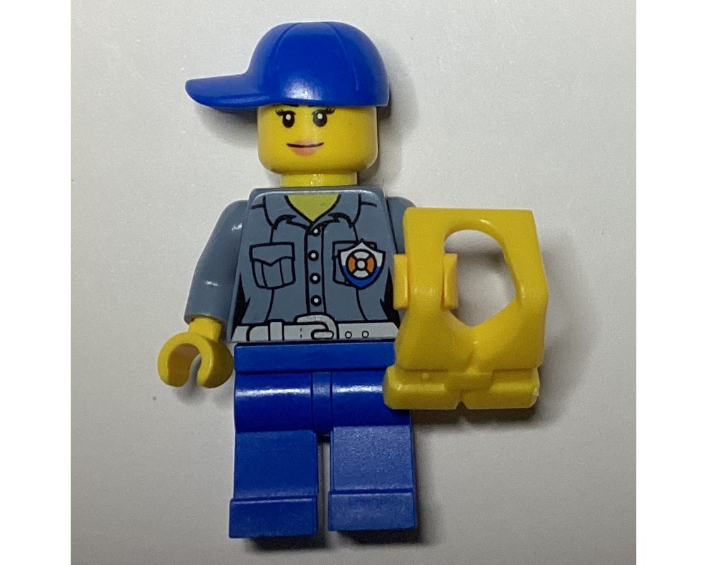 LEGO Set fig-007272 Coast Guard, Woman, Sand Blue Shirt with Badge ...