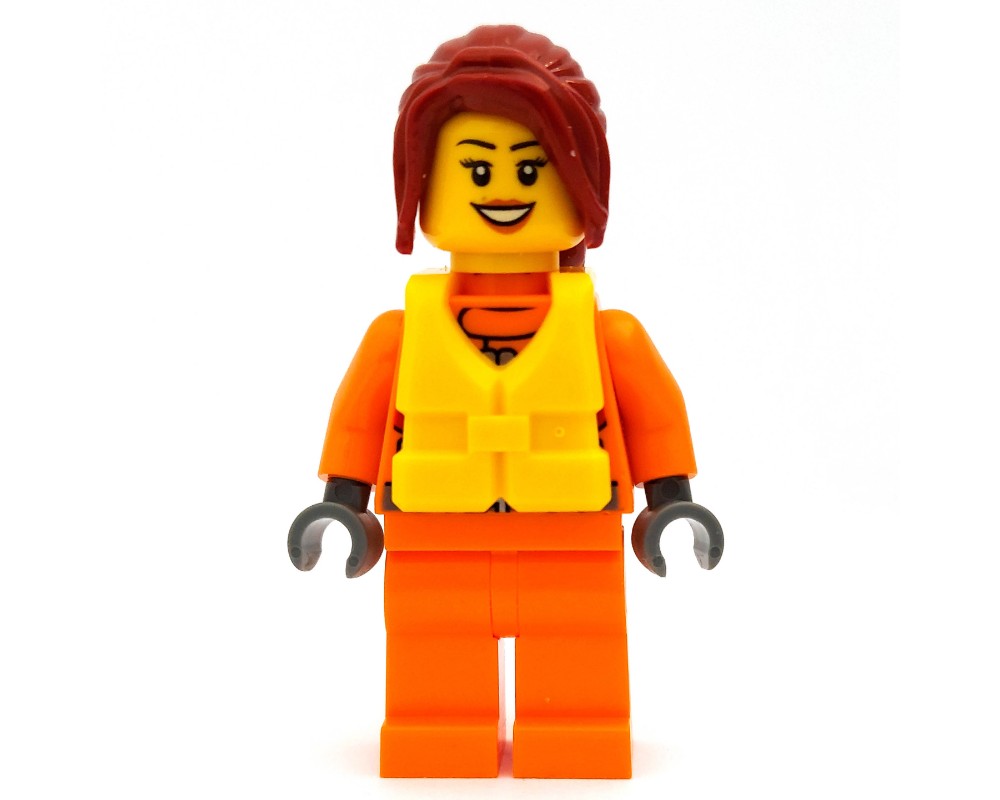 LEGO Set fig-007275 Coast Guard, Woman, Orange Jumpsuit, Yellow Life ...