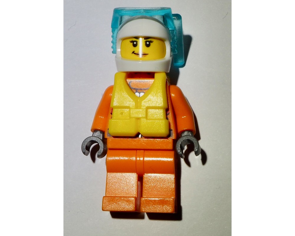 LEGO Set fig-007276 Coast Guard, Woman, Orange Jumpsuit, White Helmet ...