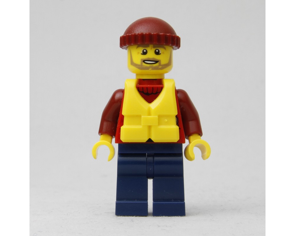 LEGO Set fig-007281 Man, Open Red Jacket over Dark Red Sweater, Dark ...