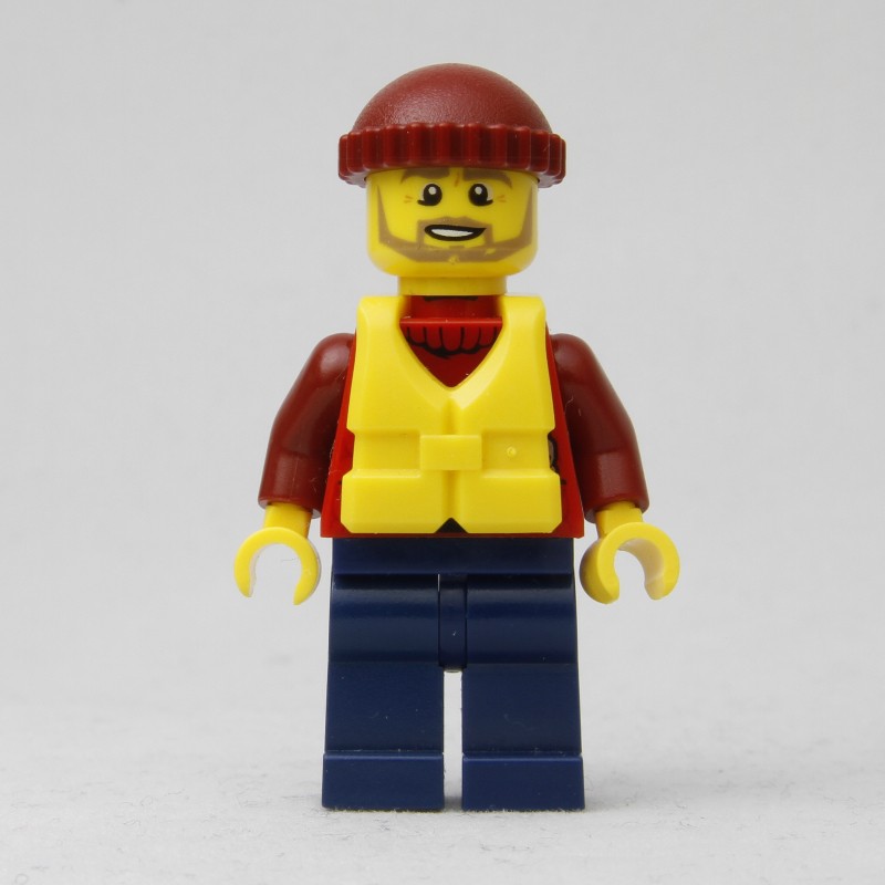 LEGO Set fig-007281 Man, Open Red Jacket over Dark Red Sweater, Dark ...