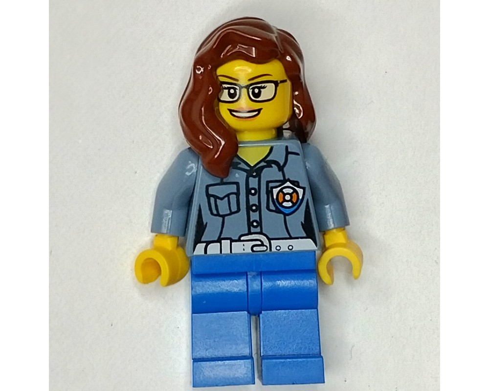 LEGO Set fig-007283 Coast Guard, Woman, Sand Blue Shirt with Badge ...