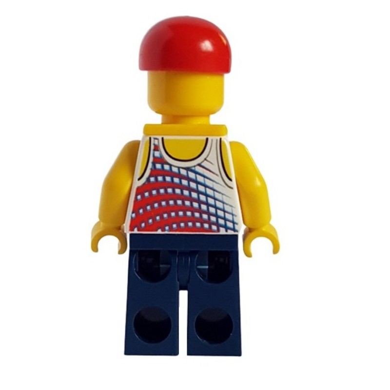 LEGO Set fig-007292 Man, White Vest Top, Dark Blue Legs, Red Cap ...