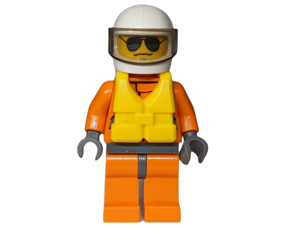 LEGO Set fig-007293 Coast Guard, Orange Jumpsuit, White Helmet with ...