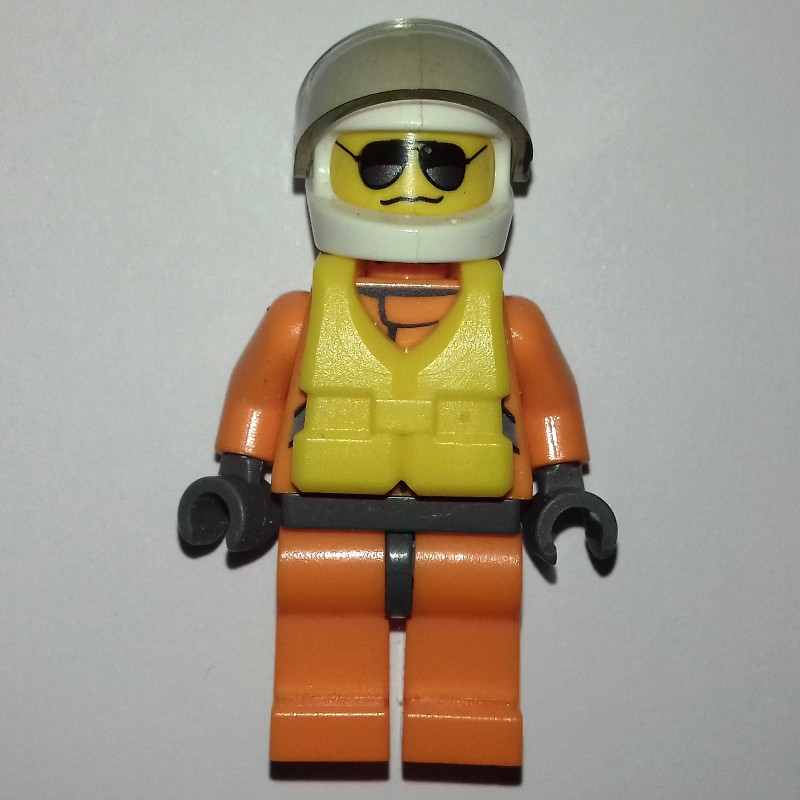 LEGO Set fig-007293 Coast Guard, Orange Jumpsuit, White Helmet with ...