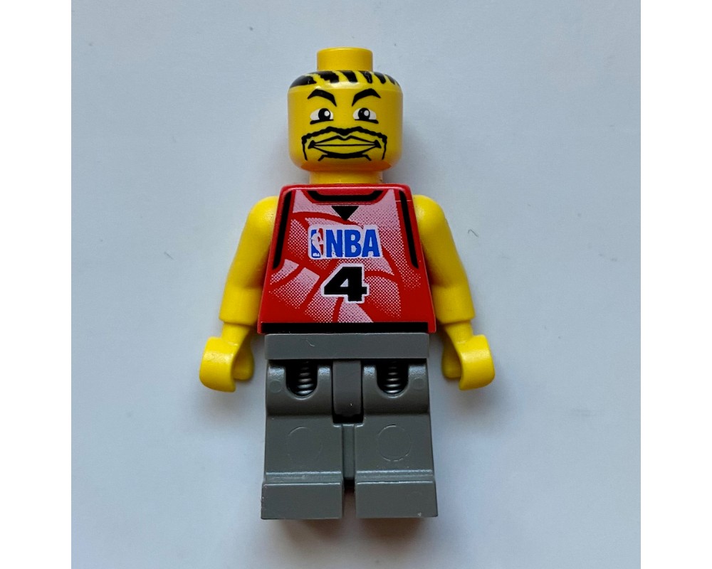 LEGO Set fig-007325 Basketball Player, Red Torso with #4, Dark Gray ...