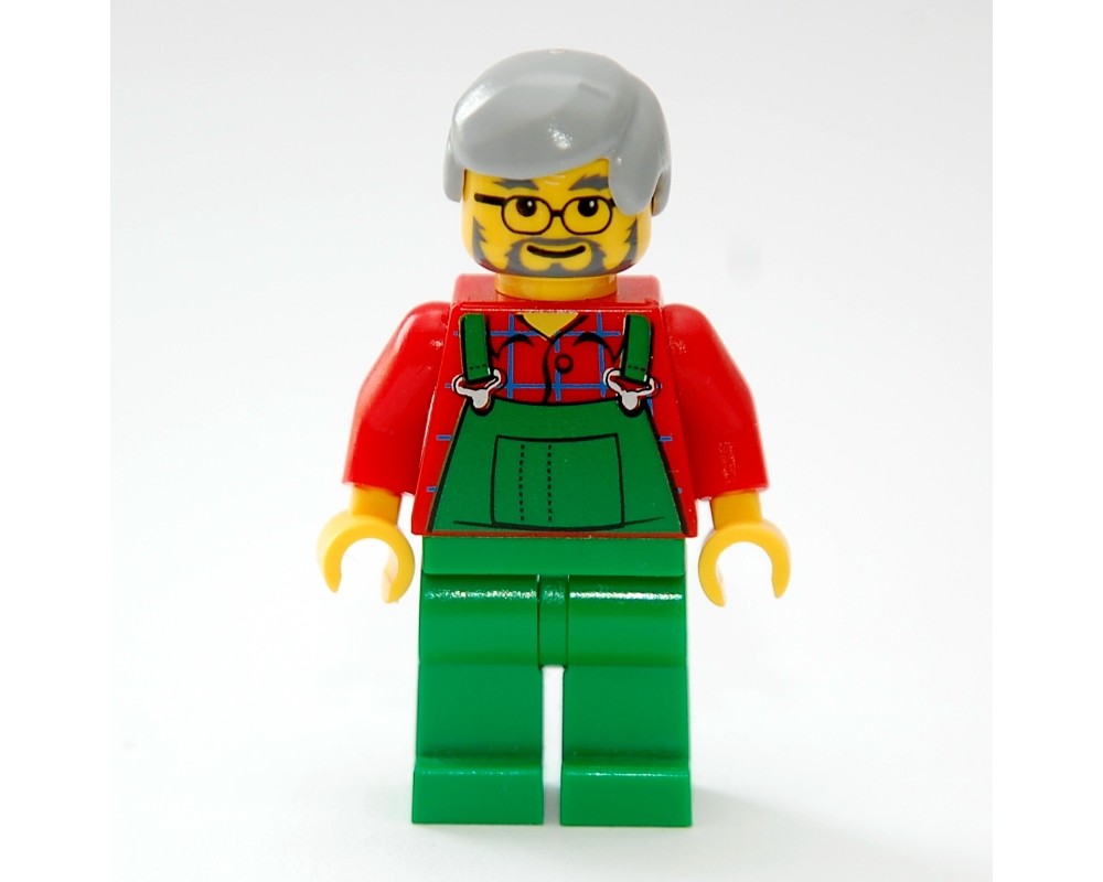 LEGO Set fig-007328 Man, Green Overalls over Red Shirt, Light Bluish ...