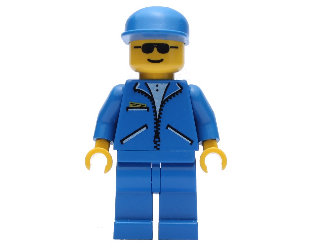 LEGO Set fig-007349 Man, Blue Jacket with Zipper, Blue Legs, Blue Cap ...